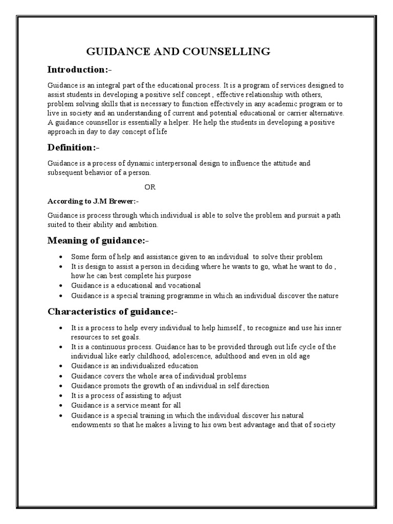 Guidance and Counselling | PDF | Psychotherapy | School Counselor