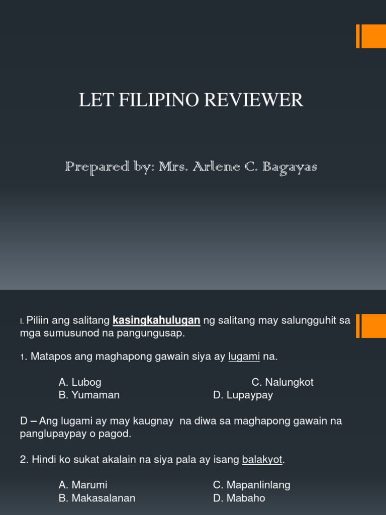 Filipino Reviewer Sa Let | PDF