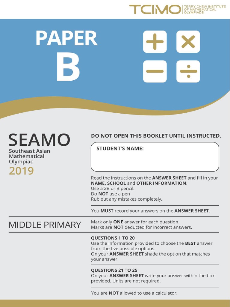 Seamo Past Paper B 2019 | PDF | Area | Geometry