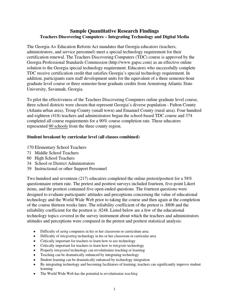 Sample Quantitative Research | PDF | Teachers | Statistics