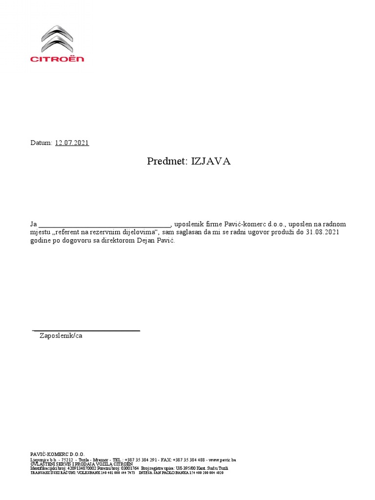 IZJAVA | PDF