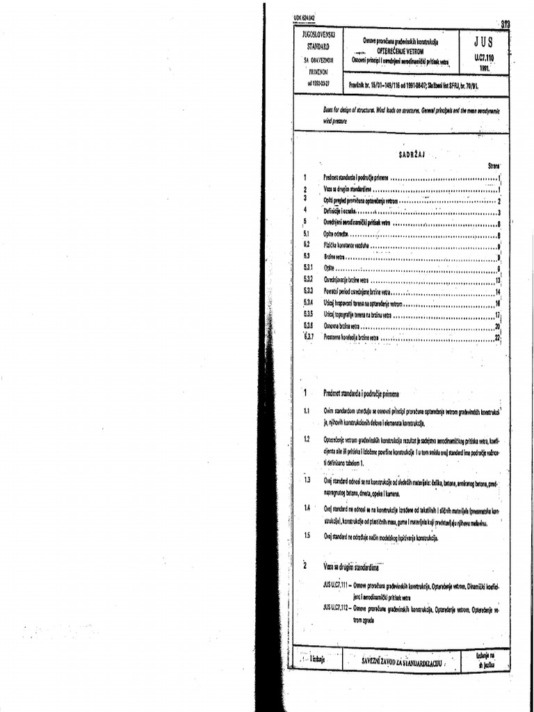 Propis Za Vetar SRPS - JUS U.C7.110-113 | PDF