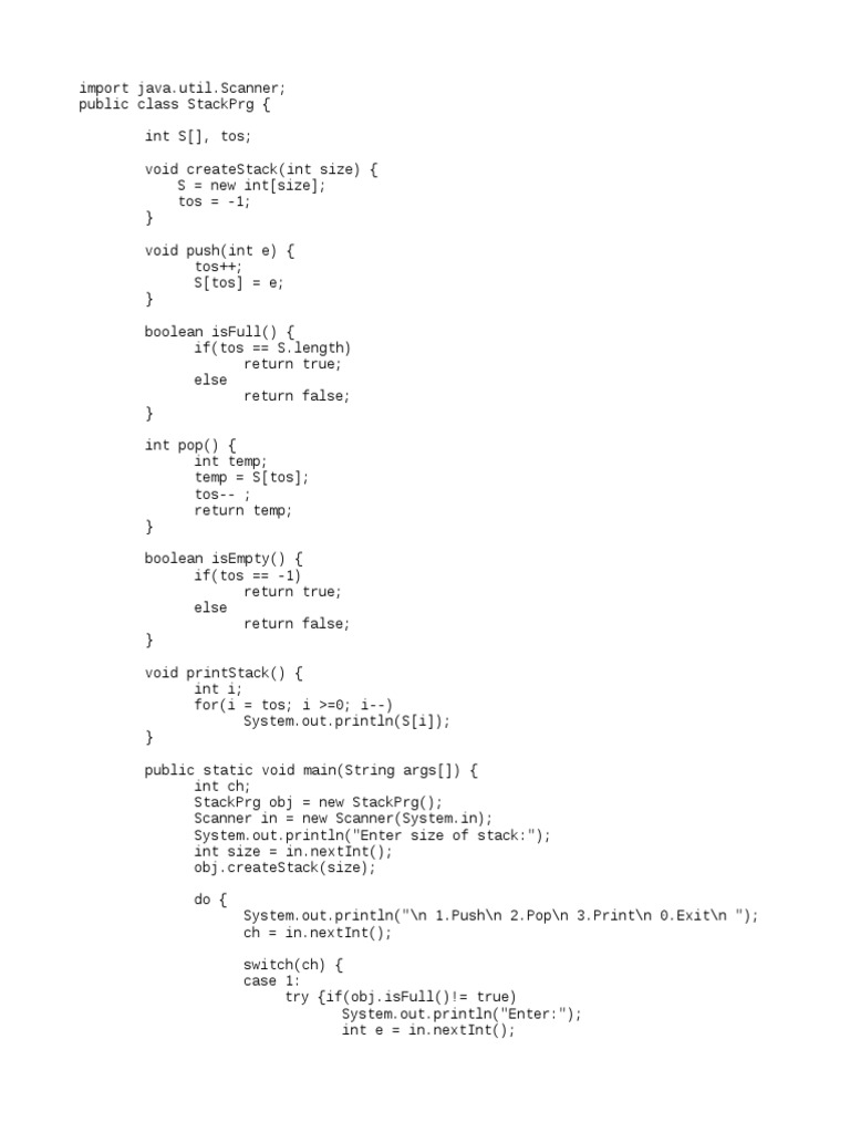 Stack Program Pdf Object Oriented Programming Computer Programming 5803