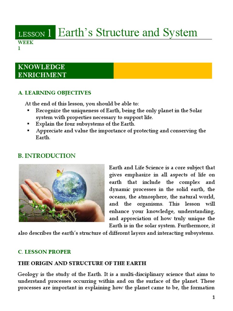 Earth's Structure and System: Lesson | PDF | Magma | Rock (Geology)