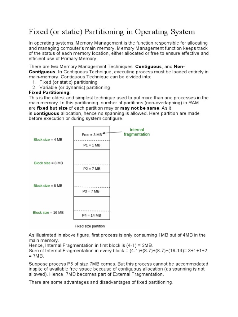Fixed (Or Static) Partitioning in Operating System | PDF | Software Engineering | Data