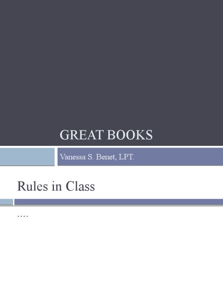 GREAT BOOKS Week 1 | PDF