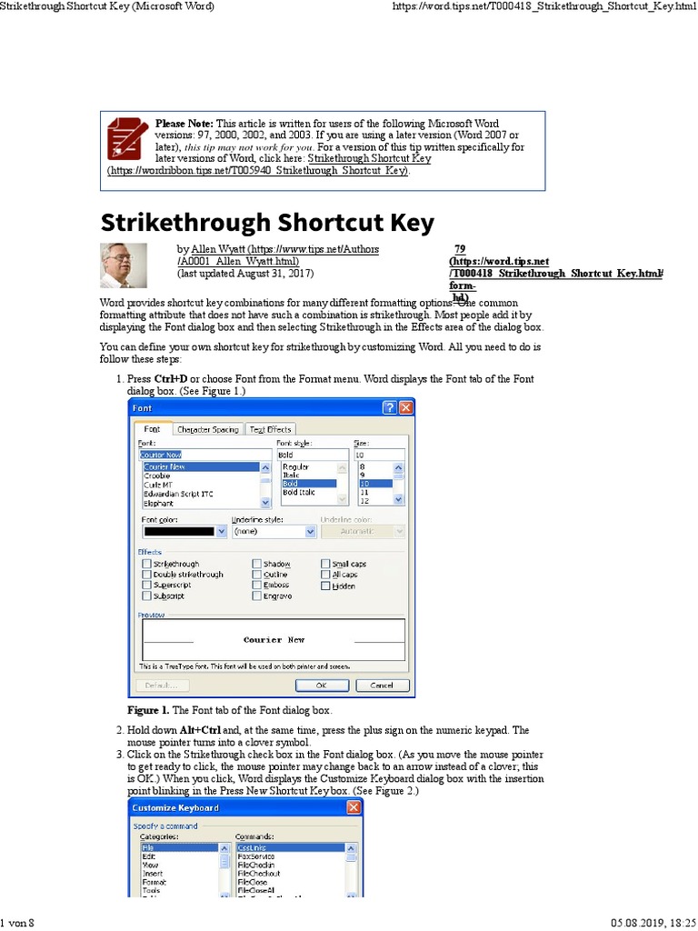 Strikethrough Shortcut Key (Microsoft Word) | PDF | Keyboard Shortcut ...
