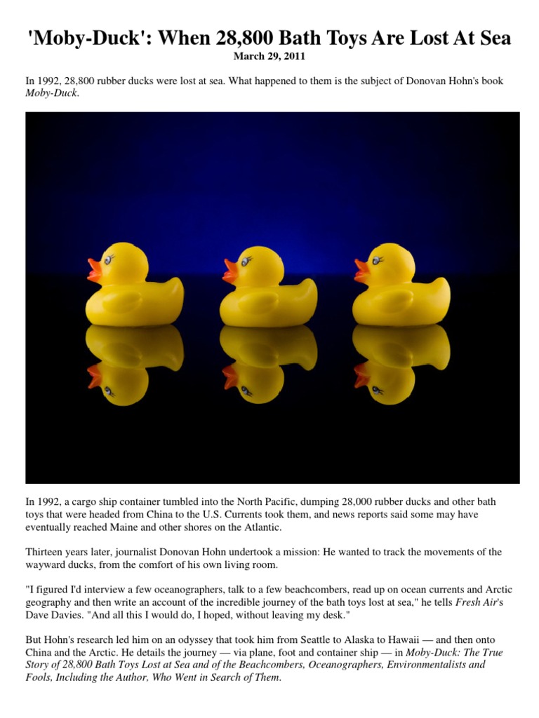Moby Duck Reading Comprehension Activity | PDF | Sea | Oceanography