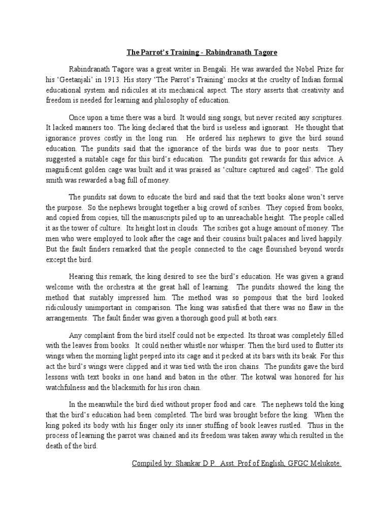 The Parrot | PDF | Rabindranath Tagore