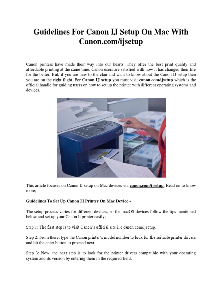 Guidelines For Canon IJ Setup On Mac With Canon - Comijsetup | PDF ...