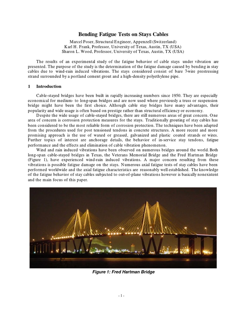 Bending Fatigue Tests On Stays Cables: Figure 1: Fred Hartman Bridge ...