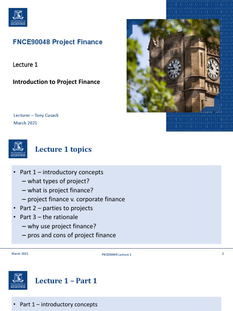 FNCE90048 Project Finance Lec1 2021s1 | PDF | Project Finance | Public ...