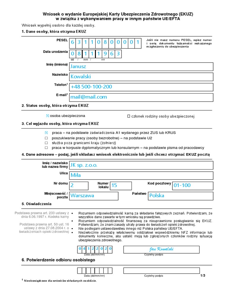 Wniosek o Ekuz Praca2 3 | PDF