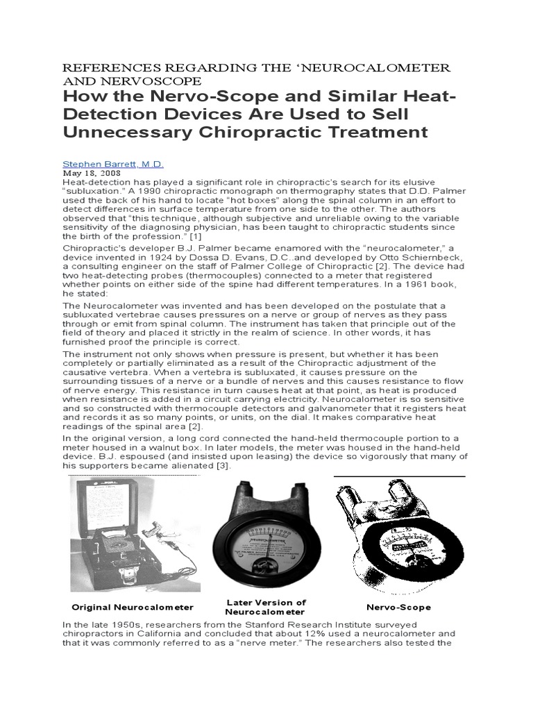REFERENCES REGARDING THE Neurocalometer and Nervoscope | PDF ...