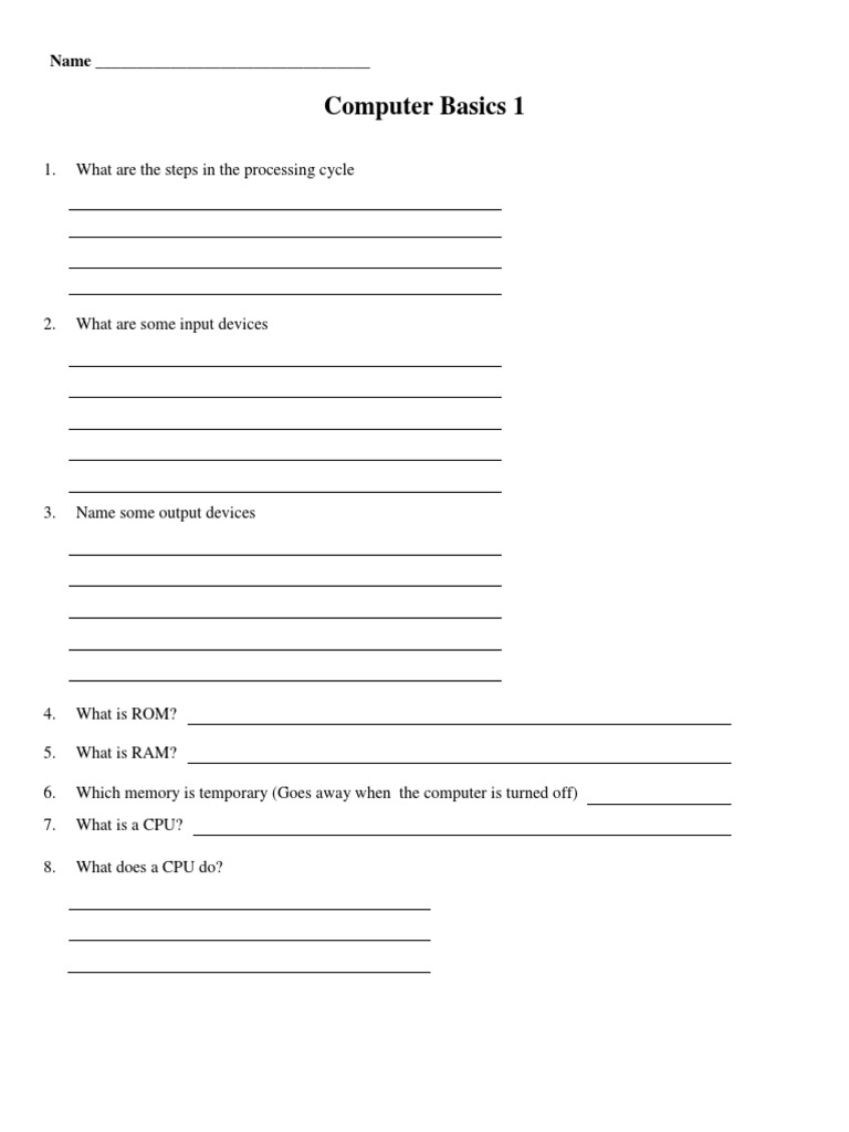 Computer Basics 1: Name | PDF