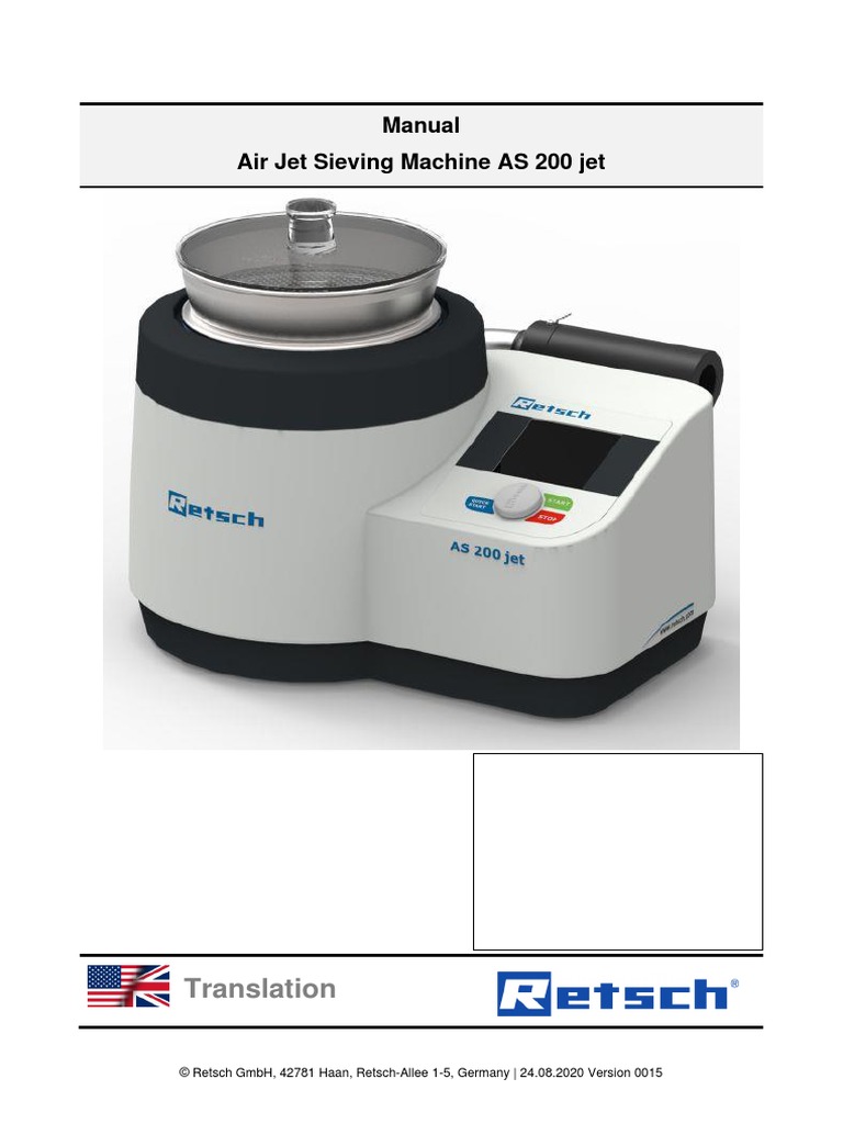 Translation: Manual Air Jet Sieving Machine AS 200 Jet | PDF | Noise ...