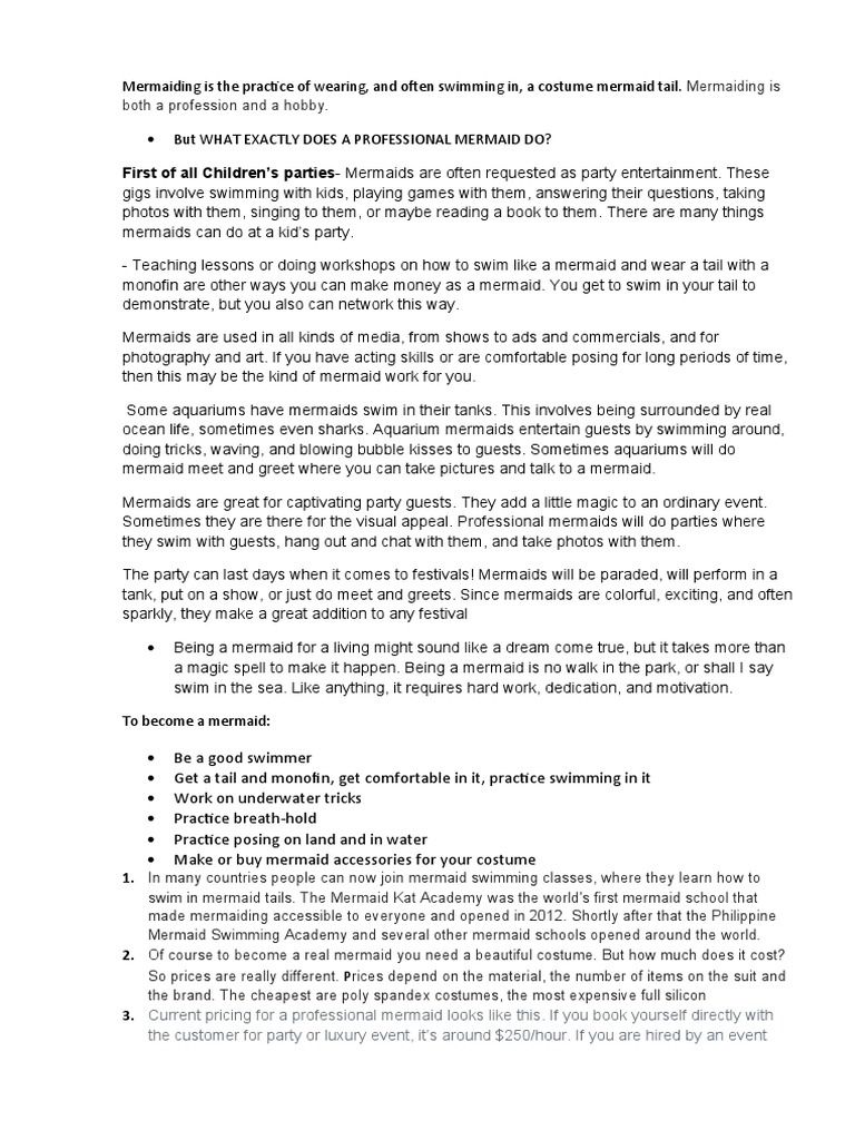 Becoming a Professional Mermaid: Requirements, Job Duties, and ...