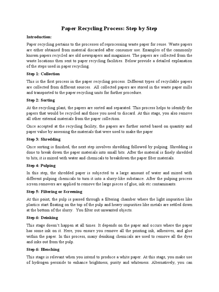 Paper Recycling Process | Download Free PDF | Recycling | Paper