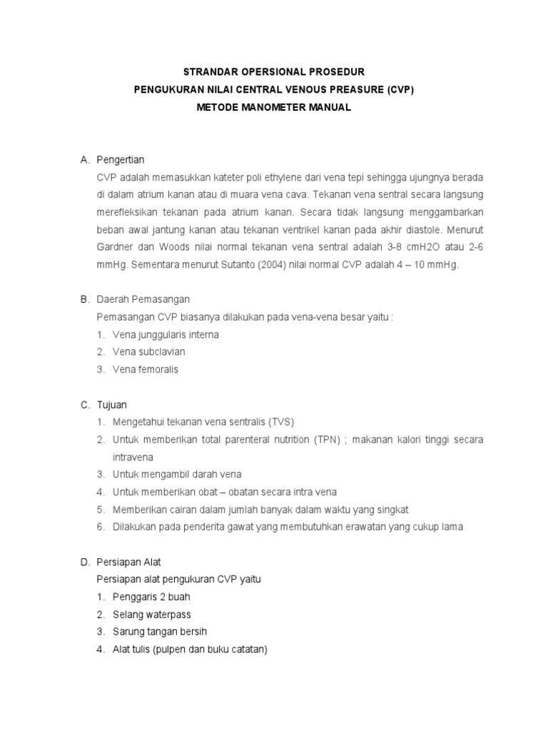 SOP Pengukuran CVP-1 | PDF