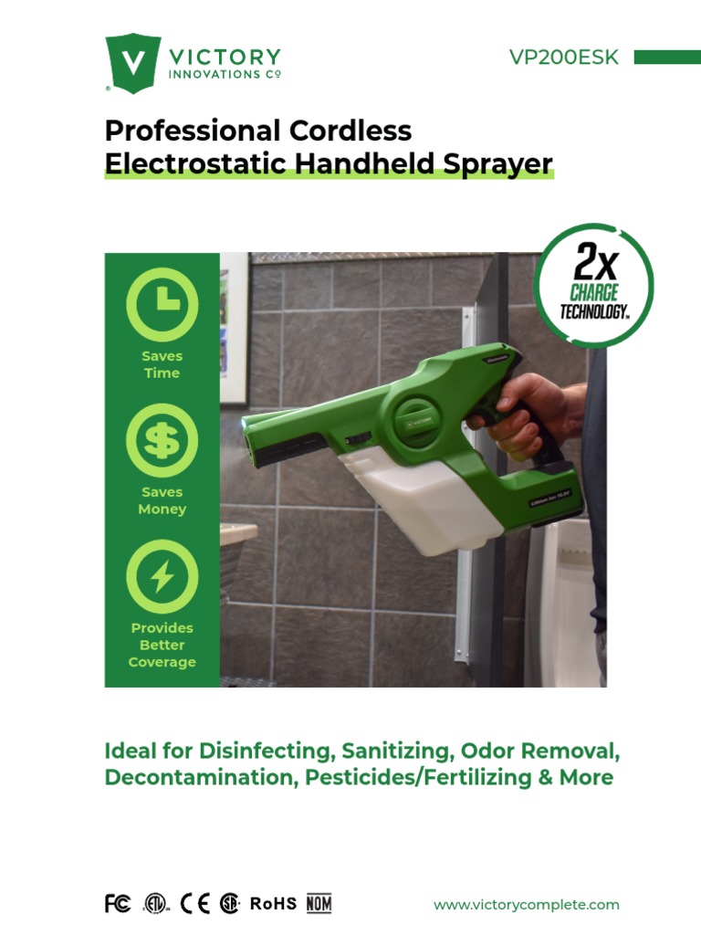 Victory Innovations - VP200ESK - Electrostatic Sprayer (Handheld Type ...