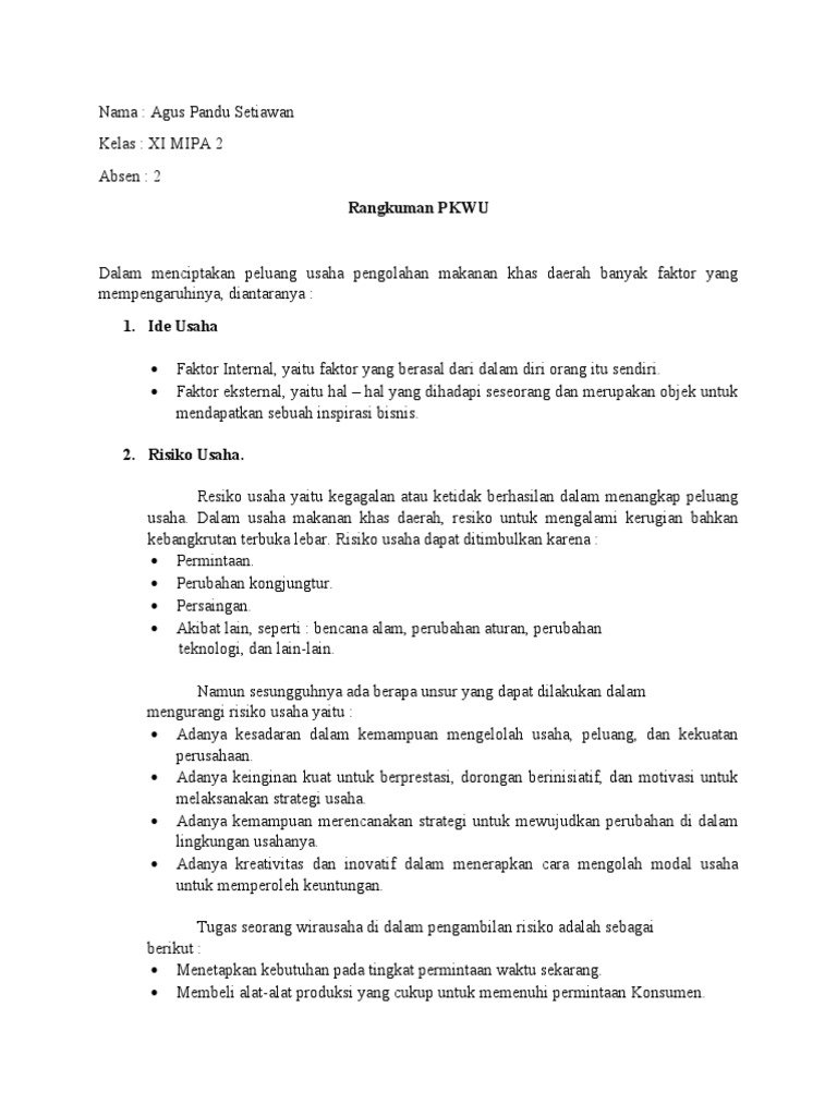 Rangkuman PKWU | PDF | Karier & Perkembangan