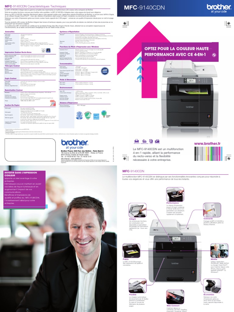 Brochure Brother MFC-9140CDN | PDF | Imprimante (Informatique) | Microsoft Windows