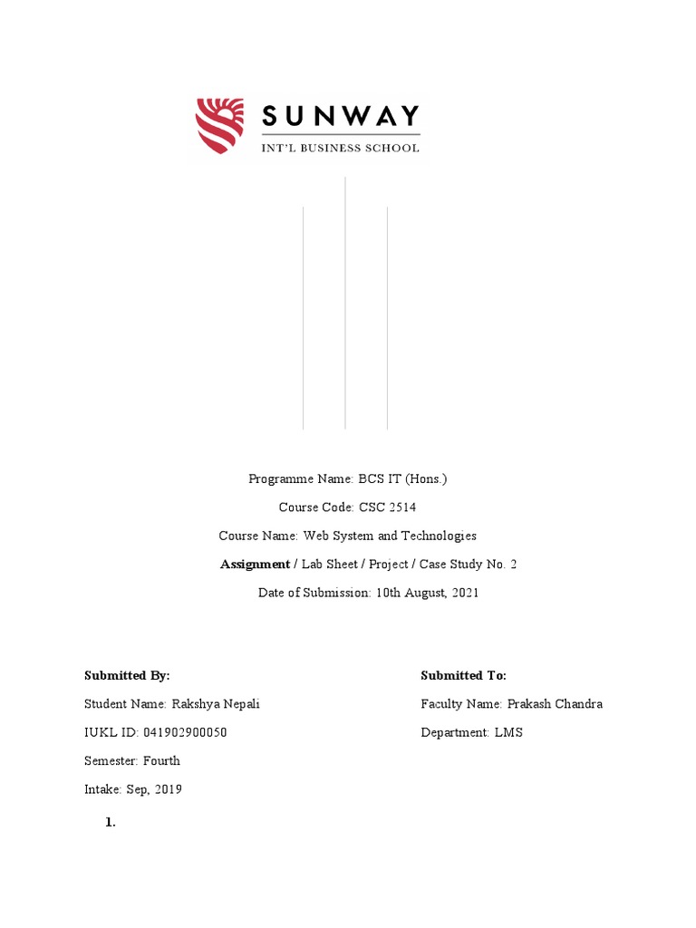 Assignment / Lab Sheet / Project / Case Study No. 2 | Download Free PDF | Php | Software Engineering