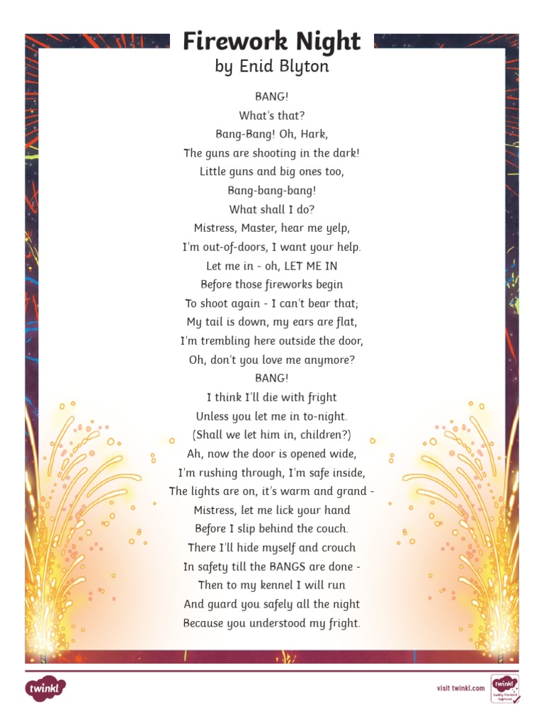 Enid Blyton's Firework Night Poem | PDF | Mystery, Thriller & Crime Fiction
