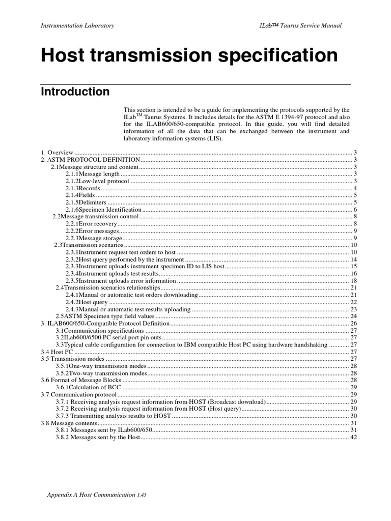 ILabTaurus - HOST Trasm Spec 1.4 - Ver3 | PDF | String (Computer Science) | Ascii