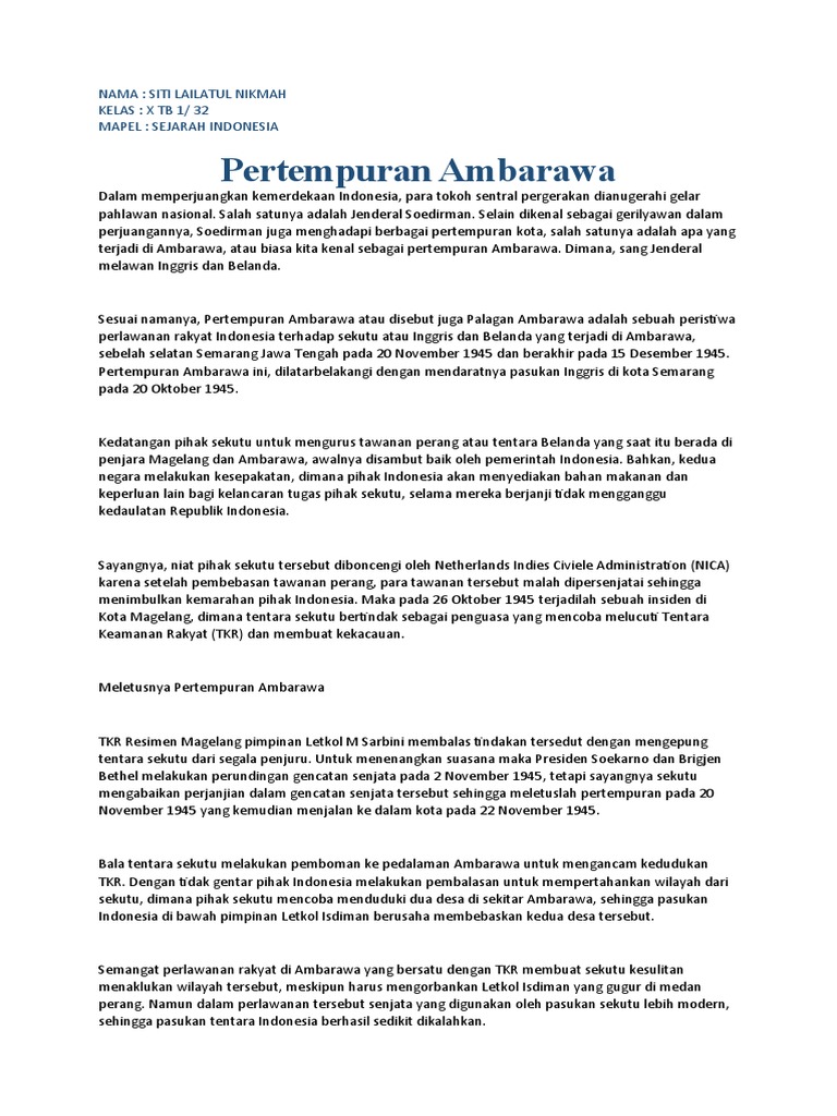 Petempuran Ambarawa | PDF | Perjalanan | Sejarah