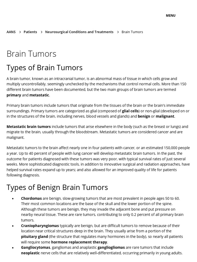 Brain Tumors - Classifications, Symptoms, Diagnosis and Treatments ...