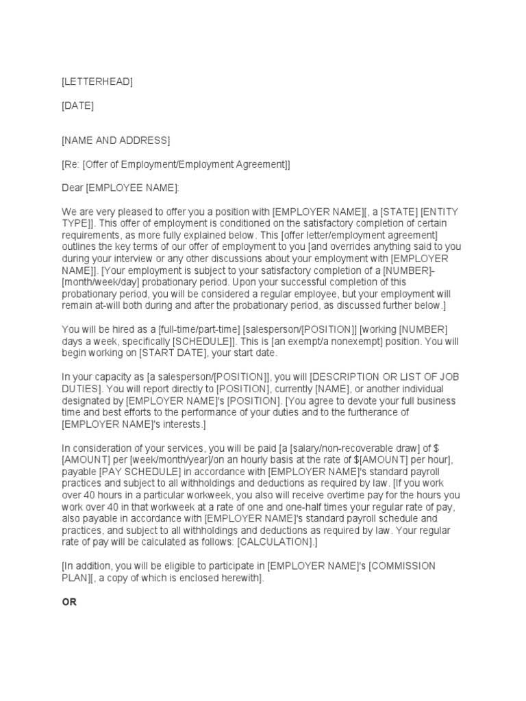 Sales Employment Offer with Commission | PDF | Payroll | Employment