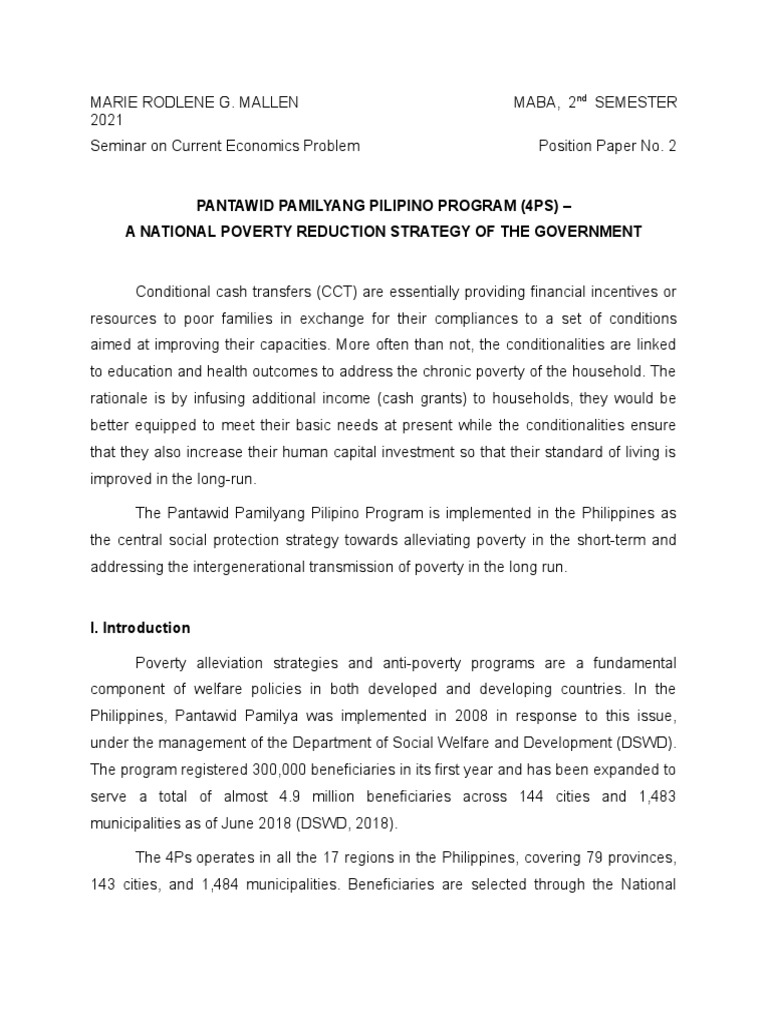 Position Paper 2 | PDF | Poverty Reduction | Poverty