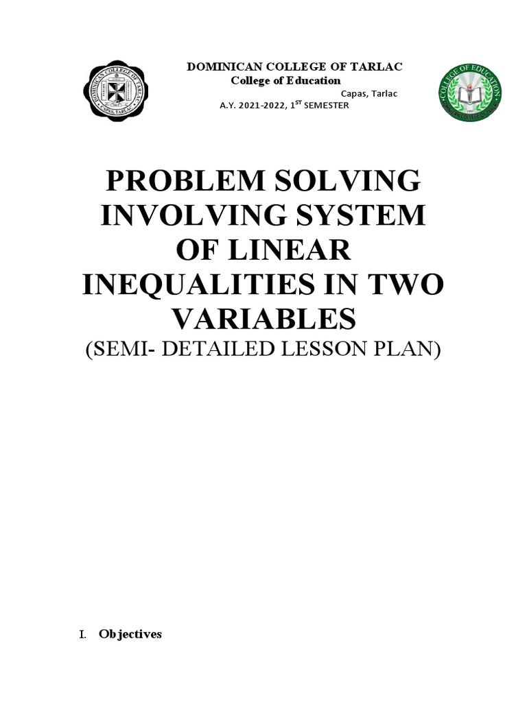 Problem Solving Involving System Of Linear Inequalities In Two