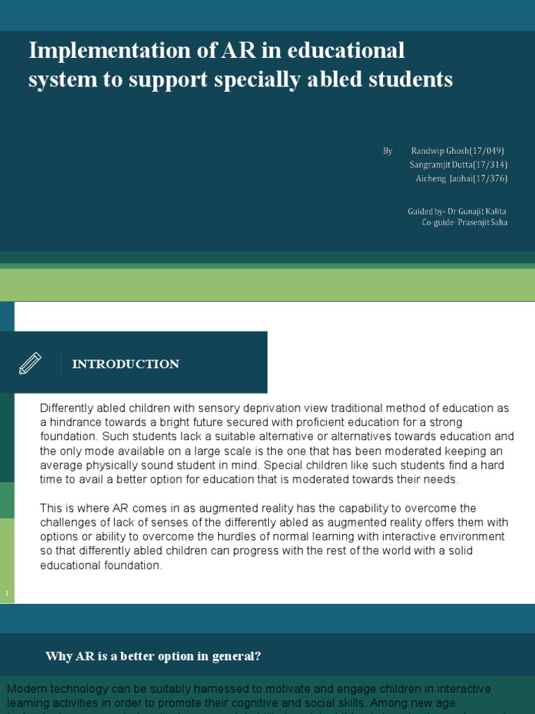 Implementation of AR in Educational System To Support Specially Abled Students | PDF | Unity ...