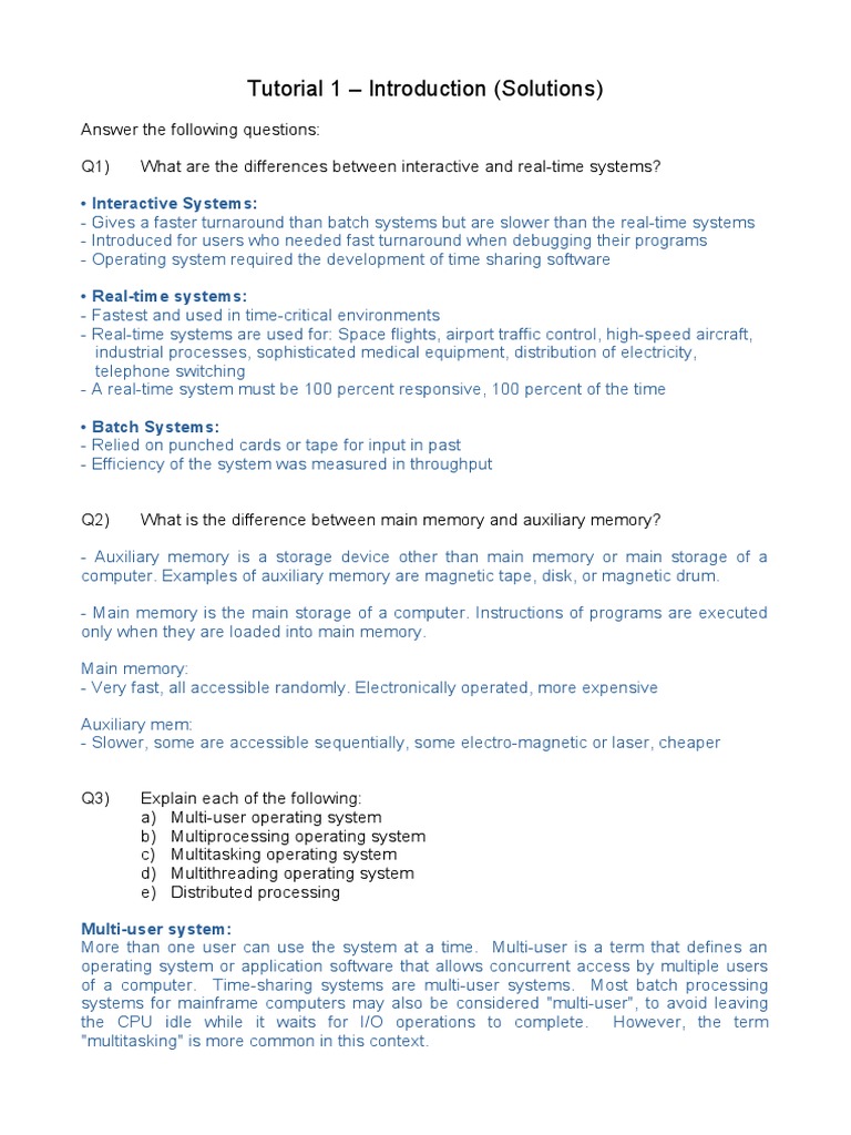 Tutorial 1 Solutions Pdf Thread Computing Process Computing