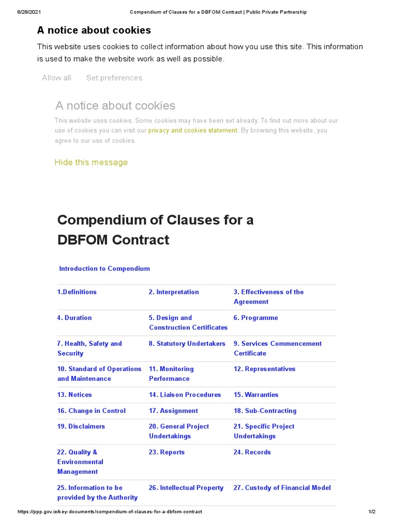 DBFOM Contract Clauses | PDF | Http Cookie | Public–Private Partnership