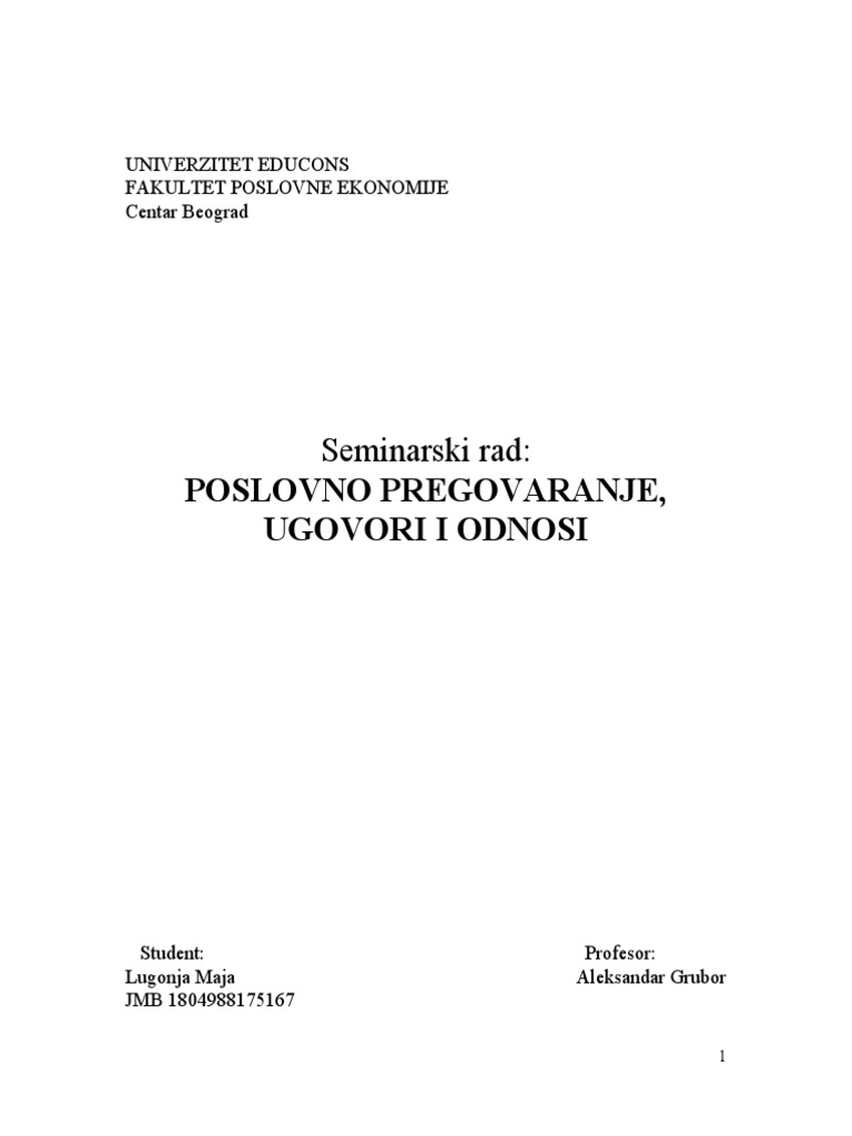 Poslovno Pregovaranje Skripta | PDF