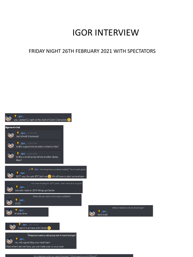 Igor Interview Insights And Testimonial Pdf