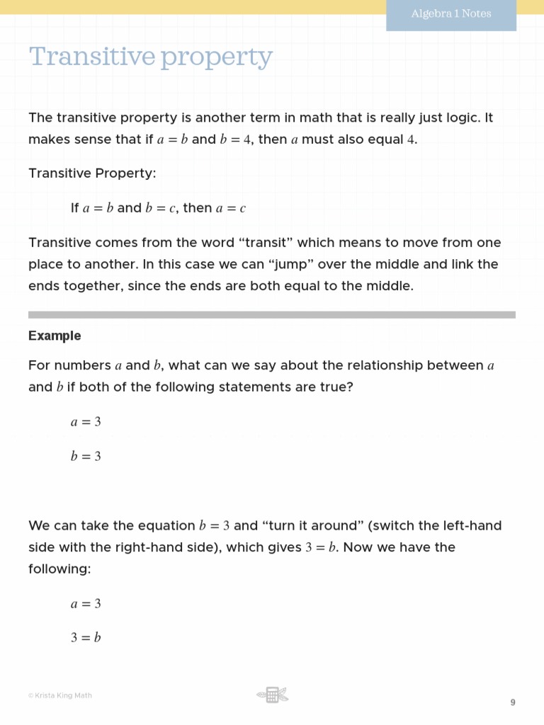 12.1 Transitive Property PDF | PDF