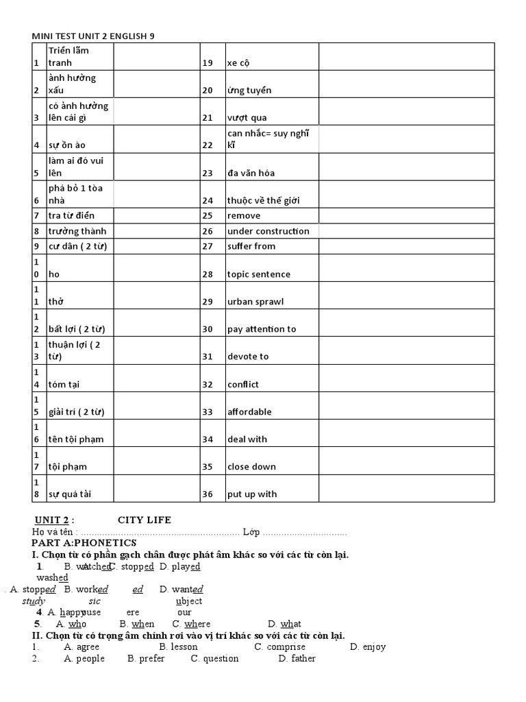 Unit 2 English 9 | PDF