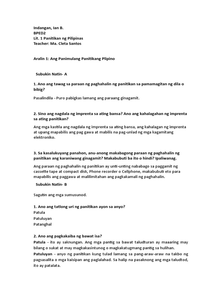 Panitikan NG Pilipinas Aralin 1 | PDF