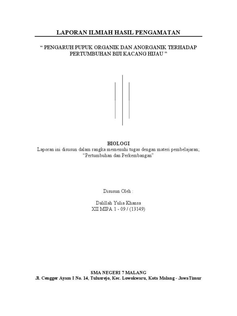 Laporan Penelitian Biologi | PDF