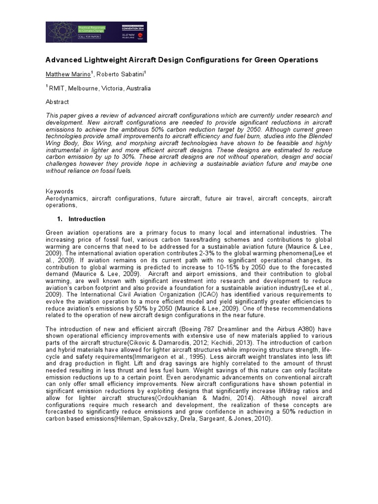 Advanced Lightweight Aircraft Design Configurations For Green Operations | PDF | Aircraft | Drag ...