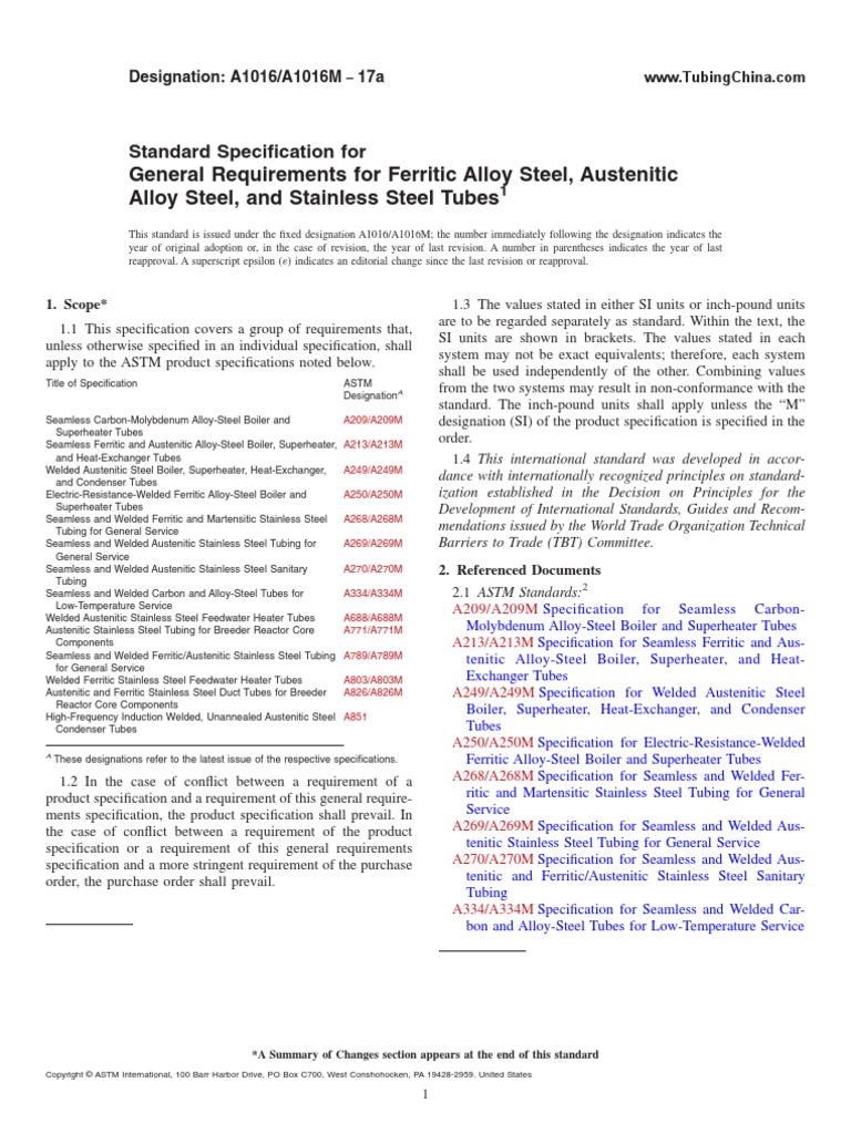 Astm A1016 | PDF | Pipe (Fluid Conveyance) | Steel