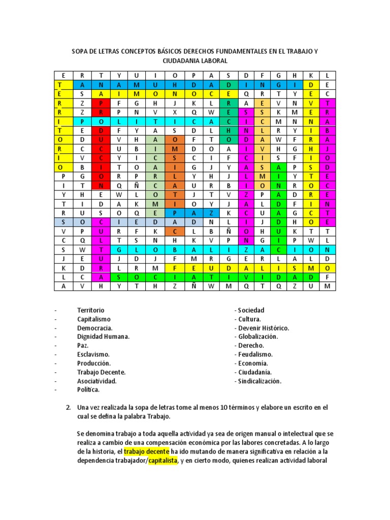 Sesión 2. SOPA DE LETRAS SOBRE EL TRABAJO FINAL 1 | PDF | Capitalismo ...
