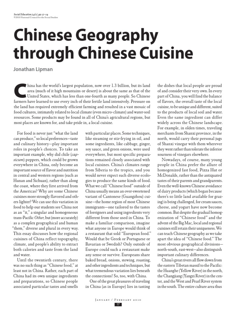 Chinese Geography Through Chinese Cuisine | PDF | Chinese Cuisine | Foods
