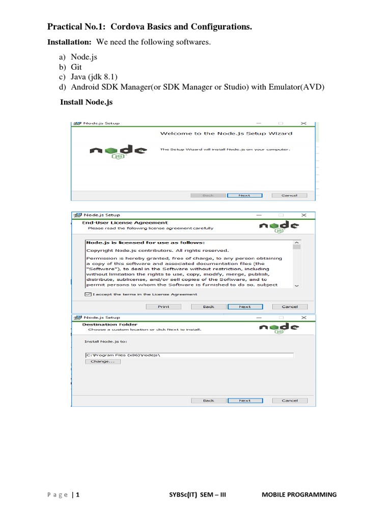 Practical No1 Cordova Basics And Configurations Pdf Android Operating System Mobile App 