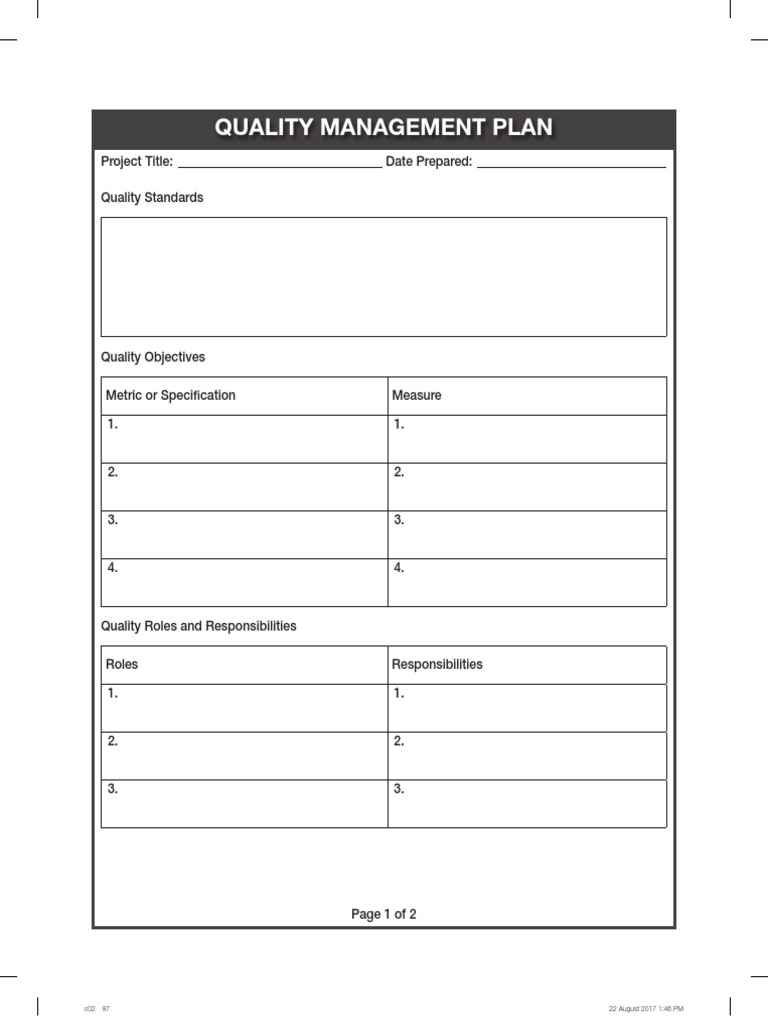 Form 2.18 - Quality Management Plan | PDF