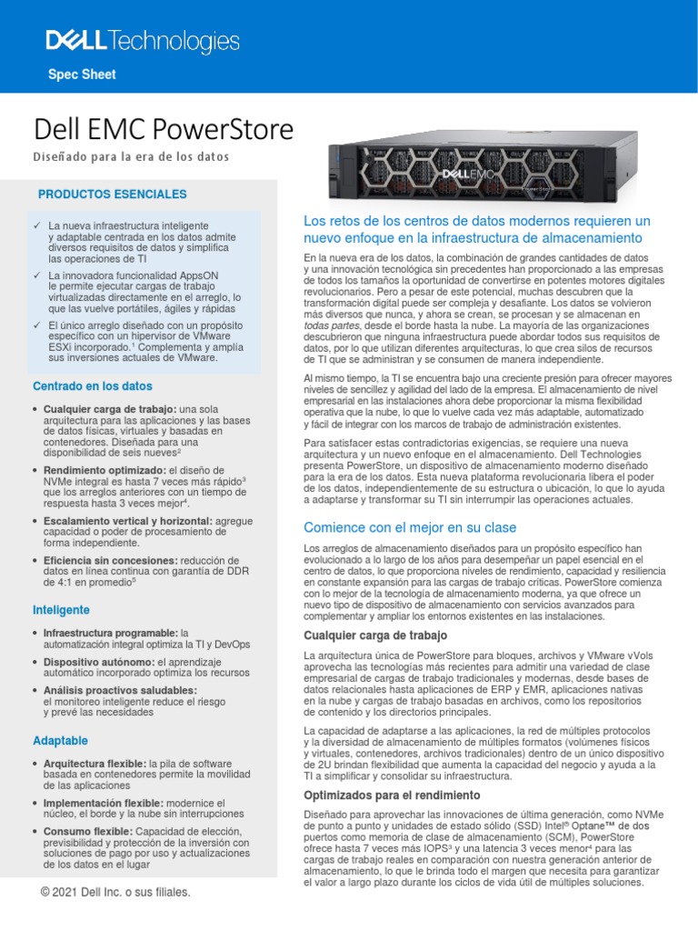 h18234 Dell Emc Powerstore Data Sheet | PDF | Computación en la nube ...